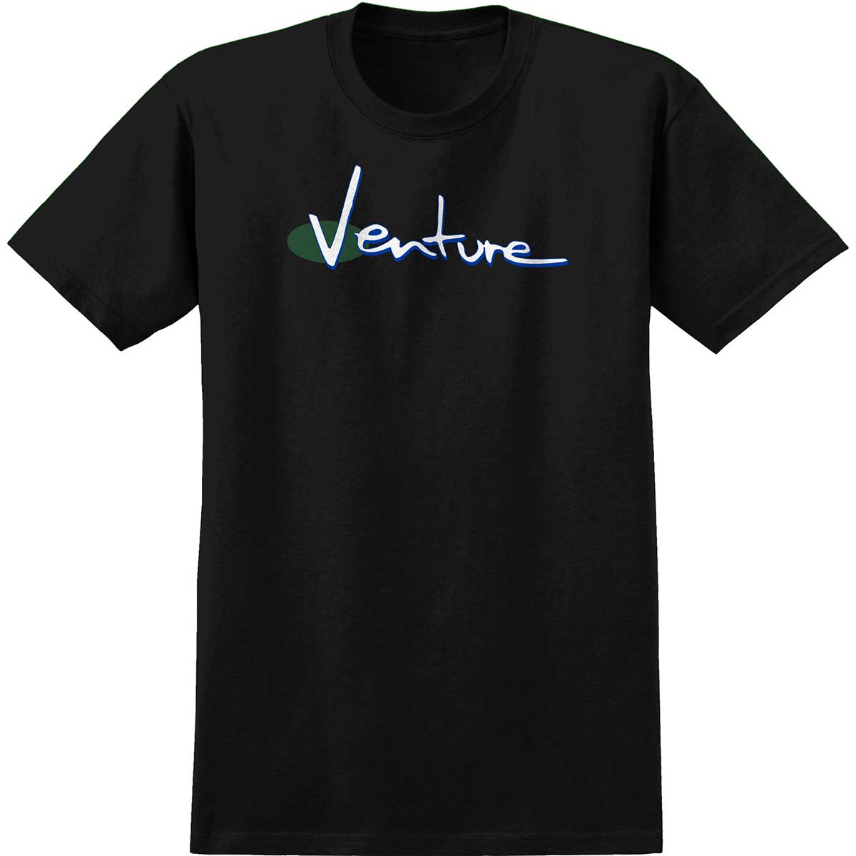 VENTURE '92 LOGO TEE - BLACK WHITE BLUE – Holistic Skateshop